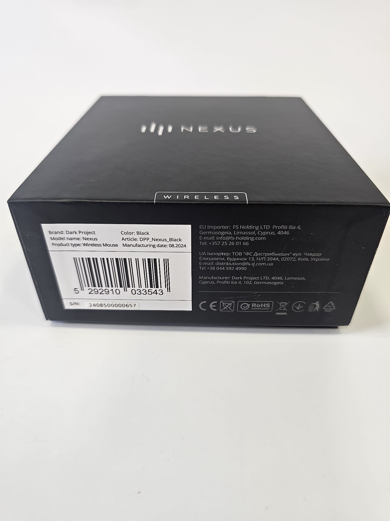 Dark Project Nexus Wireless Gaming Mouse, Black