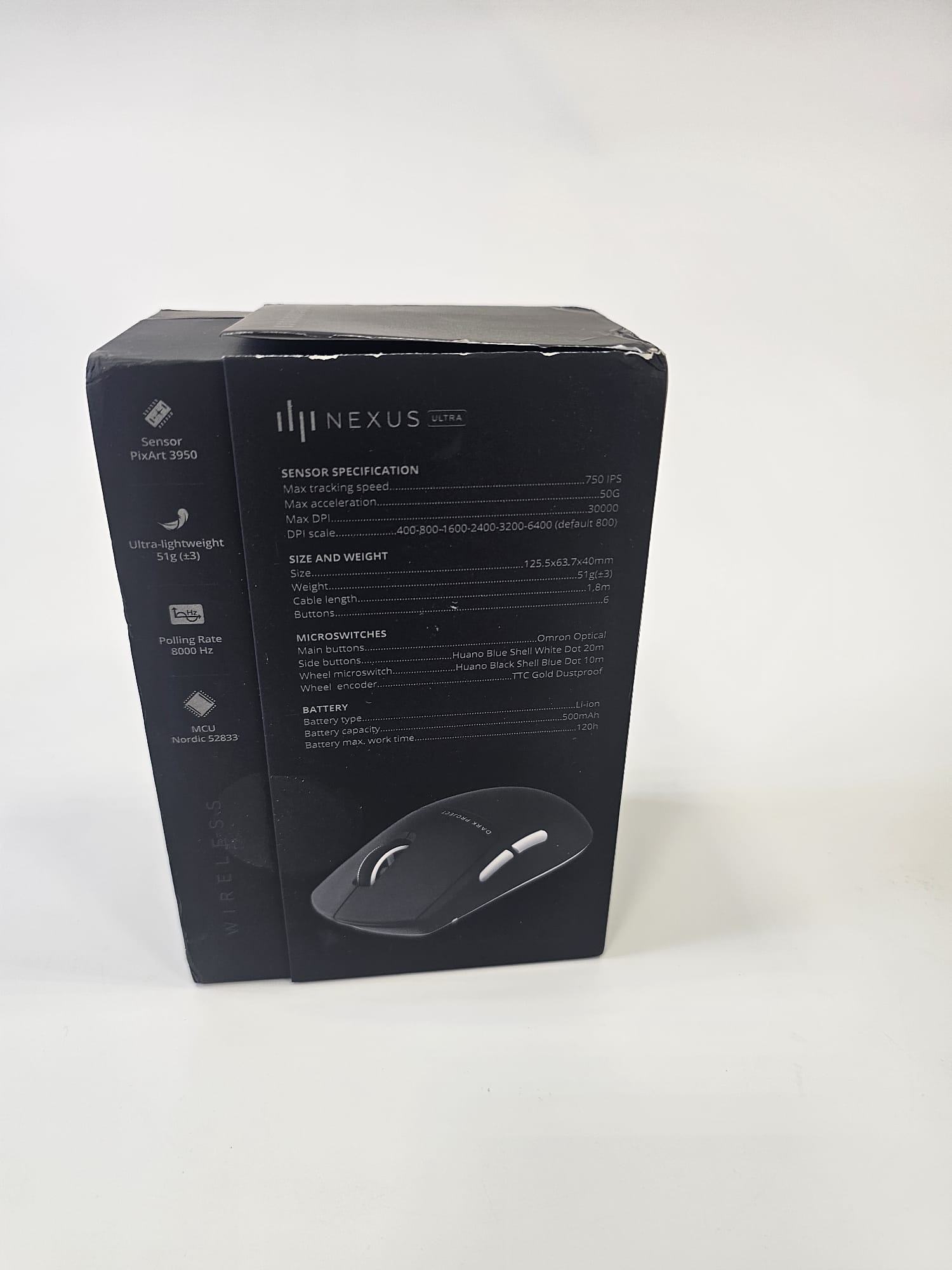 OUTLET Dark Project Nexus Ultra Wireless Gaming Mouse, Black/White